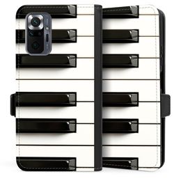 DeinDesign Xiaomi Redmi Note 10 Pro Handy Klapph&uuml;lle Handyh&uuml;lle aus Kunst Leder schwarz Flip Case Piano Music Klavier Sideflip mit langer Lasche