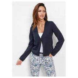 Strickjacke bonprix, Damen, Gr. 40/42 (M), dunkelblau, Strick, Obermaterial: 70% Baumwolle, 30% Polyamid, unifarben, bequem h&uuml;ftlang, tiefer V-Ausschnitt, Strickkante, Strickjacken Strickjacke, bequeme Passform, klassischer Stil, aus Baumwolle und Polyamid