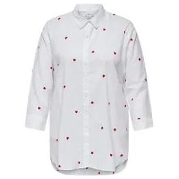 Langarmbluse Only CARMAKOMA "CARNEW LINA GRACE LS EMB SHIRT WVN NOOS", Damen, Gr. 46, hellwei&szlig; aop:heart, Web, Obermaterial: 100% Baumwolle, bestickt, regular fit normal, Blusen, Baumwolle