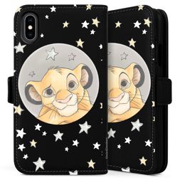 DeinDesign iPhone X Handy Klapph&uuml;lle Handyh&uuml;lle aus Kunst Leder schwarz Flip Case Simba Lion King Disney Sideflip mit langer Lasche