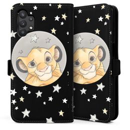 DeinDesign Galaxy A32 5G Handy Klapph&uuml;lle Handyh&uuml;lle aus Kunst Leder schwarz Flip Case Simba Lion King Disney Sideflip mit langer Lasche