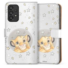 DeinDesign Galaxy A33 5G Handy Klapph&uuml;lle Handyh&uuml;lle aus Kunst Leder wei&szlig; Flip Case Simba Lion King Disney Sideflip mit Lasche