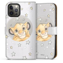 DeinDesign iPhone 12 Pro Max Handy Klapph&uuml;lle Handyh&uuml;lle aus Kunst Leder wei&szlig; Flip Case Simba Lion King Disney Sideflip mit Lasche