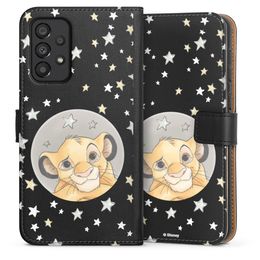 DeinDesign Galaxy A33 5G Handy Klapph&uuml;lle Handyh&uuml;lle aus Kunst Leder schwarz Flip Case Simba Lion King Disney Sideflip mit langer Lasche