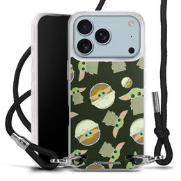DeinDesign iPhone 17 Pro Handy Carry Case H&uuml;lle mit Band Handykette zum Umh&auml;ngen schwarz Official Licensed Product Star Wars Muster Baby Yoda Carry Case