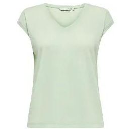 Kurzarmshirt Only "ONLSILVERY S/S V NECK LUREX TOP JRS NOOS", Damen, Gr. XS, gr&uuml;n detail:tone in tone lurex, Jersey, Obermaterial: 60% Polyester, 24% Viskose, 16% metallisierte Fasern, loose fit normal, Rundhals, Shirts, Materialmix mit Glitzer, loose fit, Rundhals