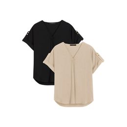 Lipsy Bluse Damen Gr&ouml;&szlig;e XS beige / schwarz
