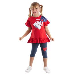 Denokids 2tlg. Outfit "Kitty" in Rot/ Dunkelblau - 67% | Gr&ouml;&szlig;e 116 | Kinder-blusen-hemden