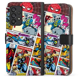DeinDesign Galaxy A53 5G Handy Klapph&uuml;lle Handyh&uuml;lle aus Kunst Leder schwarz Flip Case Avengers Comic Marvel Sideflip mit langer Lasche