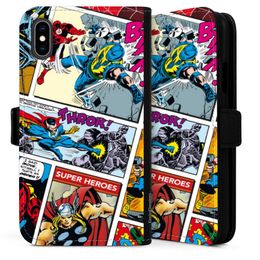 DeinDesign iPhone X Handy Klapph&uuml;lle Handyh&uuml;lle aus Kunst Leder schwarz Flip Case Avengers Marvel Comic Sideflip mit langer Lasche