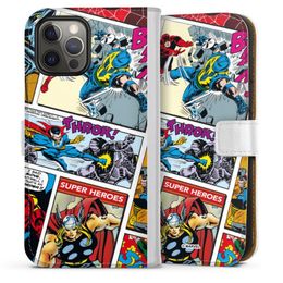 DeinDesign iPhone 12 Pro Max Handy Klapph&uuml;lle Handyh&uuml;lle aus Kunst Leder wei&szlig; Flip Case Avengers Marvel Comic Sideflip mit Lasche