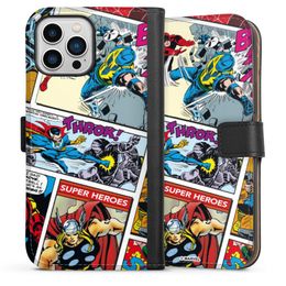DeinDesign iPhone 13 Pro Max Handy Klapph&uuml;lle Handyh&uuml;lle aus Kunst Leder schwarz Flip Case Avengers Marvel Comic Sideflip mit langer Lasche
