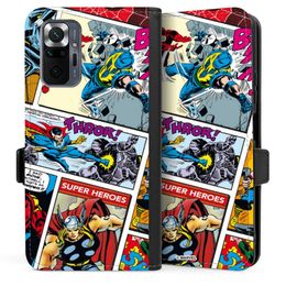 DeinDesign Xiaomi Redmi Note 10 Pro Handy Klapph&uuml;lle Handyh&uuml;lle aus Kunst Leder schwarz Flip Case Avengers Marvel Comic Sideflip mit langer Lasche