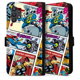 DeinDesign Galaxy A32 5G Handy Klapph&uuml;lle Handyh&uuml;lle aus Kunst Leder schwarz Flip Case Marvel Comic Avengers Sideflip mit langer Lasche