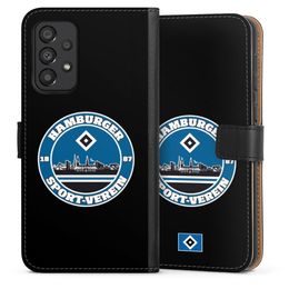 DeinDesign Galaxy A33 5G Handy Klapph&uuml;lle Handyh&uuml;lle aus Kunst Leder schwarz Flip Case Logo Hamburger Sv Hsv Sideflip mit langer Lasche