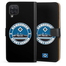 DeinDesign Galaxy A12 Handy Klapph&uuml;lle Handyh&uuml;lle aus Kunst Leder schwarz Flip Case Logo Hamburger Sv Hsv Sideflip mit langer Lasche