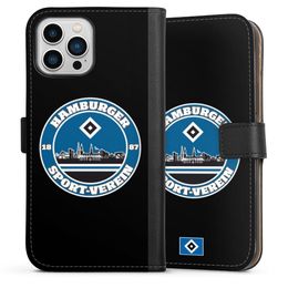 DeinDesign iPhone 13 Pro Max Handy Klapph&uuml;lle Handyh&uuml;lle aus Kunst Leder schwarz Flip Case Hsv Logo Hamburger Sv Sideflip mit langer Lasche