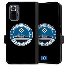 DeinDesign Xiaomi Redmi Note 10 Pro Handy Klapph&uuml;lle Handyh&uuml;lle aus Kunst Leder schwarz Flip Case Hsv Logo Hamburger Sv Sideflip mit langer Lasche