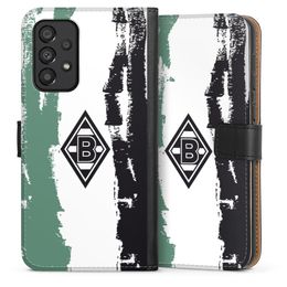 DeinDesign Galaxy A33 5G Handy Klapph&uuml;lle Handyh&uuml;lle aus Kunst Leder schwarz Flip Case Official Licensed Product Borussia M&ouml;nchengladbach Coat Of Arms Sideflip 