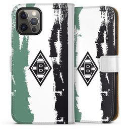 DeinDesign iPhone 12 Pro Max Handy Klapph&uuml;lle Handyh&uuml;lle aus Kunst Leder wei&szlig; Flip Case Borussia M&ouml;nchengladbach Official Licensed Product Coat Of Arms Sideflip 