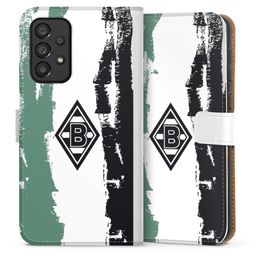 DeinDesign Galaxy A33 5G Handy Klapph&uuml;lle Handyh&uuml;lle aus Kunst Leder wei&szlig; Flip Case Official Licensed Product Borussia M&ouml;nchengladbach Coat Of Arms Sideflip mit 