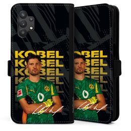 DeinDesign Galaxy A32 5G Handy Klapph&uuml;lle Handyh&uuml;lle aus Kunst Leder schwarz Flip Case Borussia Dortmund Bvb Gregor Kobel Sideflip mit langer Lasche