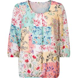 CR&Eacute;ATION L Damen Schlupfbluse mit floralem Patchwork-Druck mint-ros&eacute;-bedruckt Gr&ouml;&szlig;e 36