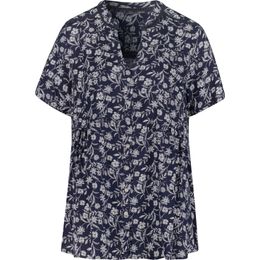 CR&Eacute;ATION L Damen Druckbluse mit Seitenschlitzen marine-ecru-bedruckt Gr&ouml;&szlig;e 40