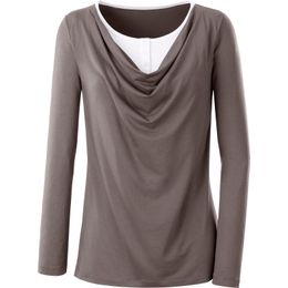 CR&Eacute;ATION L Damen 2-in-1-Shirt in elastischer Qualit&auml;t taupe Gr&ouml;&szlig;e 38