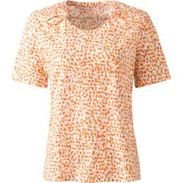 CR&Eacute;ATION L Damen Print-Shirt mit Falten-Verzierung am Ausschnitt apricot-bedruckt Gr&ouml;&szlig;e 40