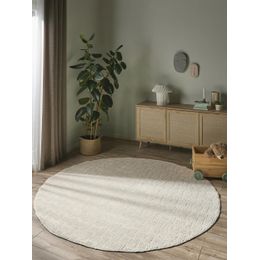 benuta Nest Kurzflor Teppich Lilibeth Cream &oslash; 160 cm - Moderner Kurzflor-Teppich f&uuml;r Wohnzimmer