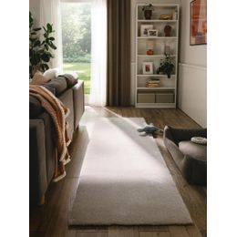 benuta Nest Waschbarer Hochflor Shaggyteppich Melvin Beige 70x200 cm - Bettvorleger f&uuml;r Schlafzimmer