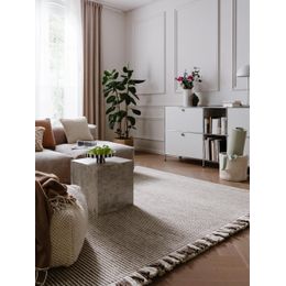 benuta Pure Wollteppich Mary Beige/Braun 120x170 cm - Naturfaserteppich aus Wolle