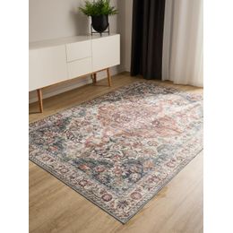 benuta Basic Waschbarer Teppich George Multicolor 60x120 cm - Vintage-Stil Teppich im Used-Look