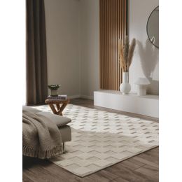 benuta Pure Kurzflor Teppich Jasper Cream 120x170 cm - Moderner Kurzflor-Teppich f&uuml;r Wohnzimmer