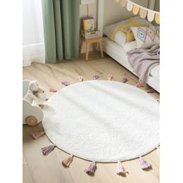 Lytte Waschbarer Kinderteppich Malu Rosa &oslash; 80 cm rund - Waschbarer Teppich f&uuml;r Kinderzimmer