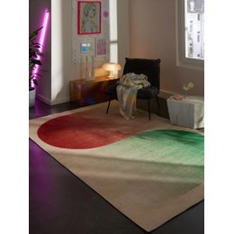benuta Pop Waschbarer Kurzflor Teppich Luna Beige/Rot 80x150 cm - Moderner Kurzflor-Teppich f&uuml;r Wohnzimmer