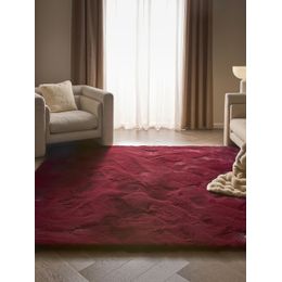 benuta Finest Hochflor Shaggyteppich Lux Bordeaux 140x200 cm - Hochflor Teppich f&uuml;r Wohnzimmer