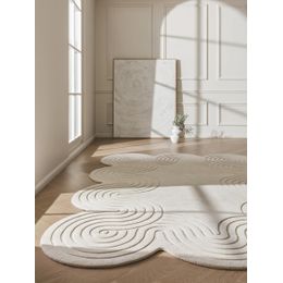benuta Finest Wollteppich Helix Cream 160x240 cm - Naturfaserteppich aus Wolle