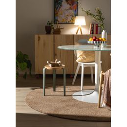 benuta Nest Waschbarer Kurzflor Teppich Nina Beige &oslash; 150 cm rund - Moderner Kurzflor-Teppich f&uuml;r Wohnzimmer