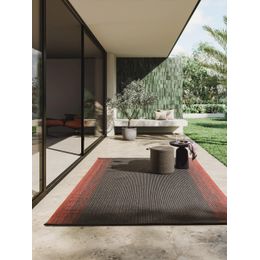 benuta Finest In- & Outdoor-Teppich Daniel Anthrazit/Rot 160x230 cm - Teppich f&uuml;r Balkon, Terrasse & Garten
