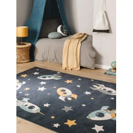 Lytte Kinderteppich Apollo Blau 120x170 cm - Kinderteppich mit Sternen