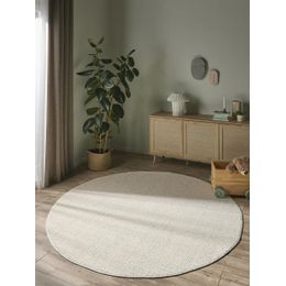 benuta Nest Kurzflor Teppich Lilibeth Cream &oslash; 160 cm - Moderner Kurzflor-Teppich f&uuml;r Wohnzimmer