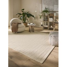 benuta Pure Wollteppich Rocco Wei&szlig; 70x140 cm - Naturfaserteppich aus Wolle