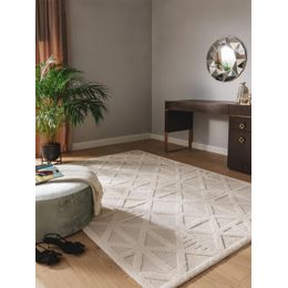 benuta Nest Kurzflor Teppich Eve Cream/Beige 140x200 cm - Moderner Kurzflor-Teppich f&uuml;r Wohnzimmer