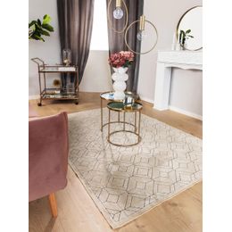 benuta Kurzflor Teppich Daisy Cream 66x110 cm - Moderner Kurzflor-Teppich f&uuml;r Wohnzimmer