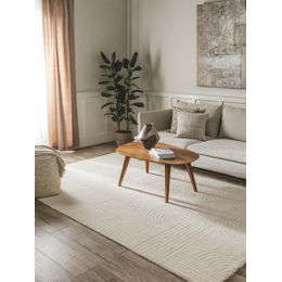 benuta Nest Kurzflor Teppich Tacoma Cream 80x150 cm - Moderner Kurzflor-Teppich f&uuml;r Wohnzimmer