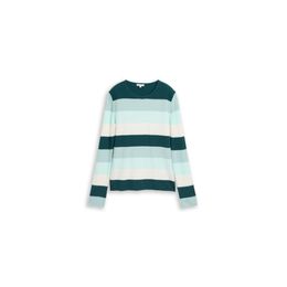 Tom Tailor Pullover in green mint white stripe | Gr.: XL