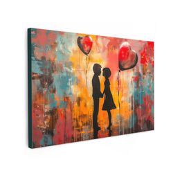 MuchoWow Leinwand Bilder Silhouette Liebe | Gr.: 30 x 20 cm