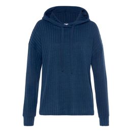 Lascana Damen Lascana Hoodie, Strickpullover mit Kapuze und in melierter Optik, Loungewear blau 36/38